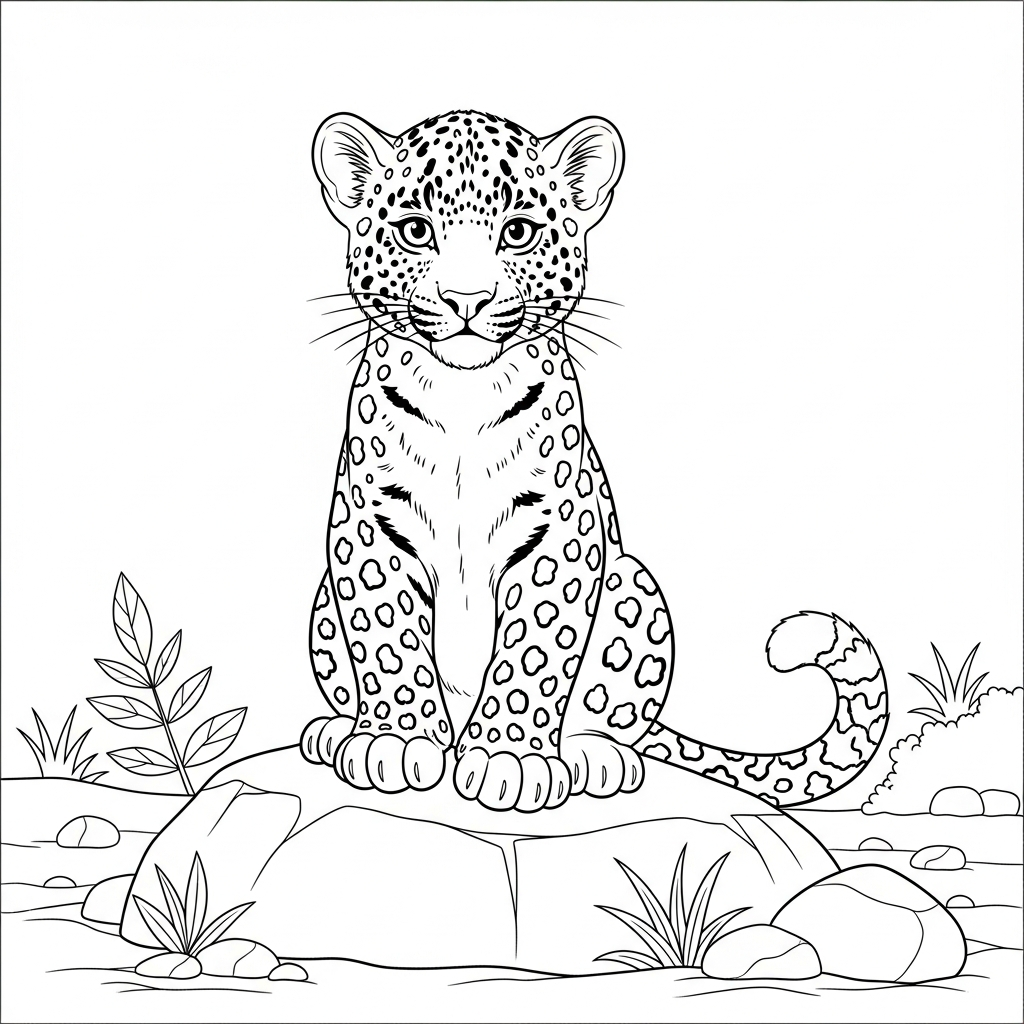 Baby Leopard Coloring Pages