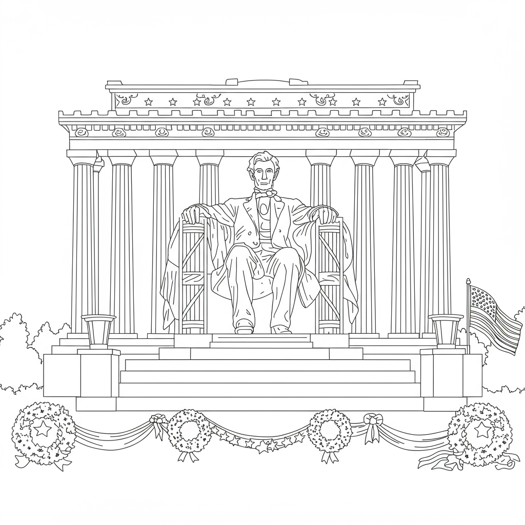 Página Para Colorear Del Edificio Lincoln Memorial
