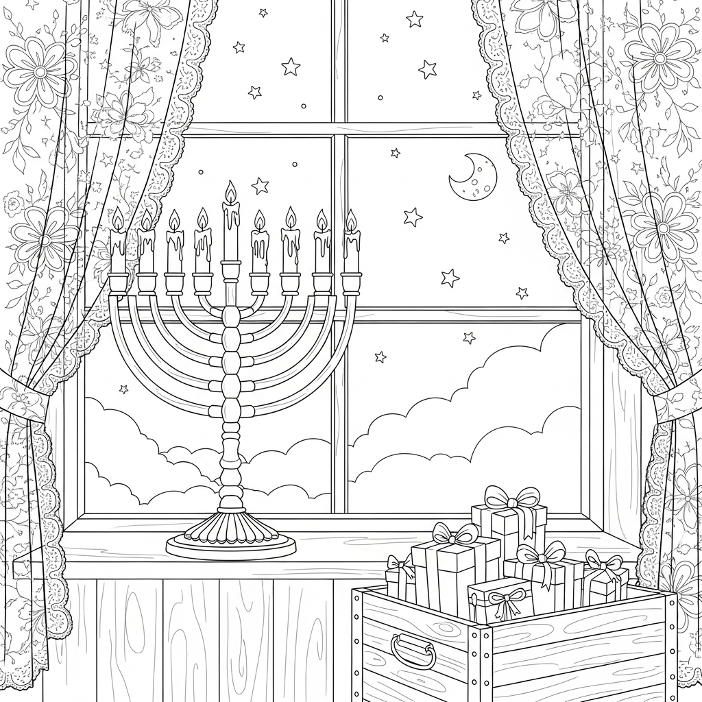 menorah coloring page free printable