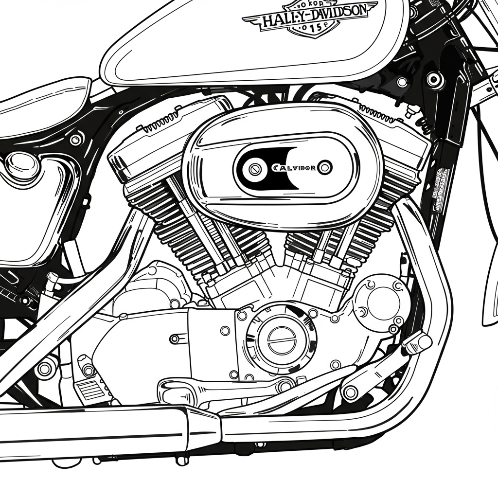 motorcycle engine line drawing