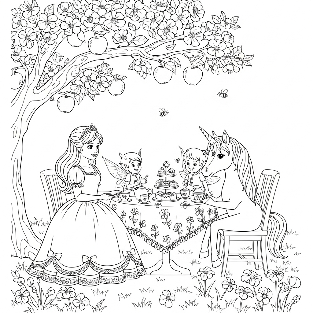 princess tea party coloring book