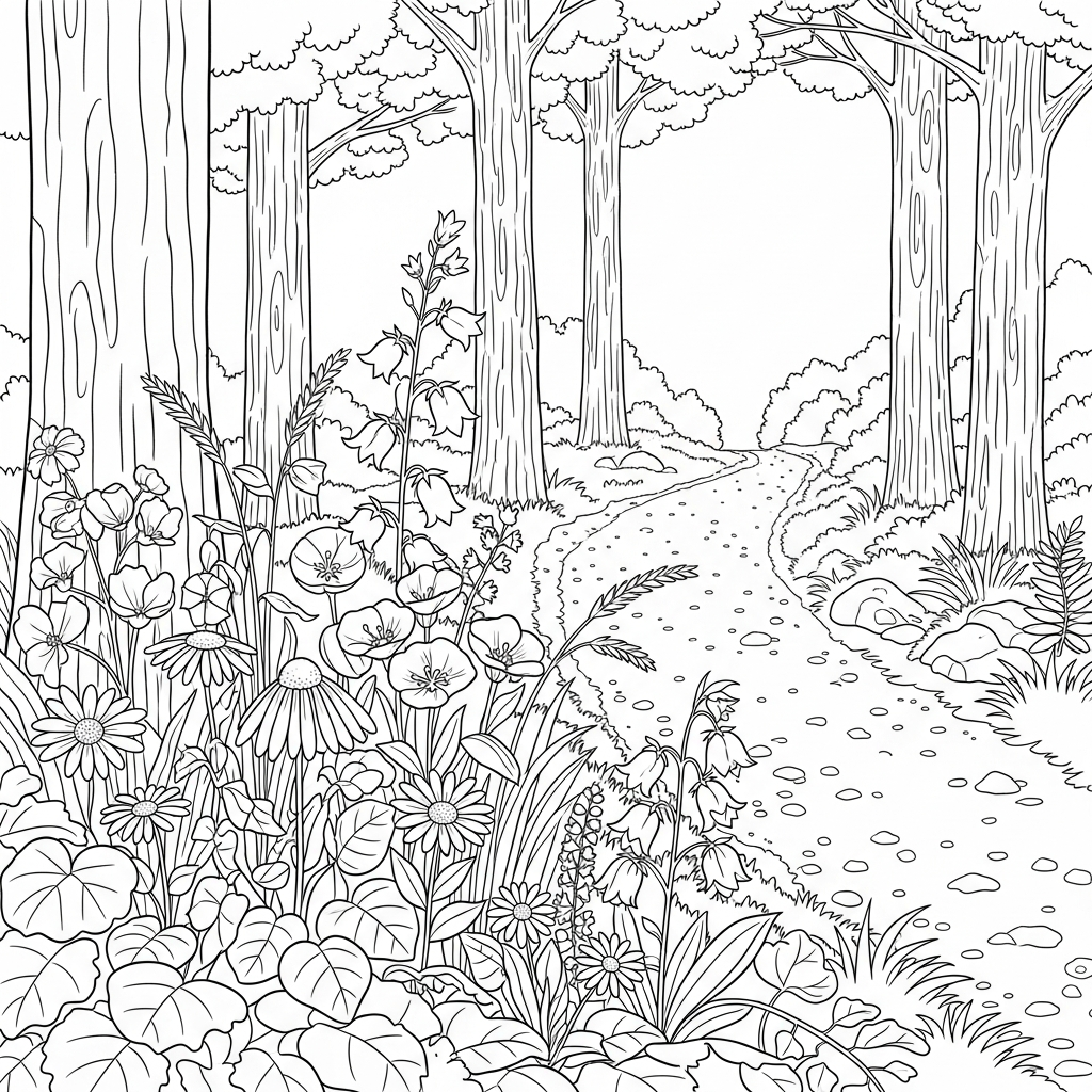 forest drawing without colour
