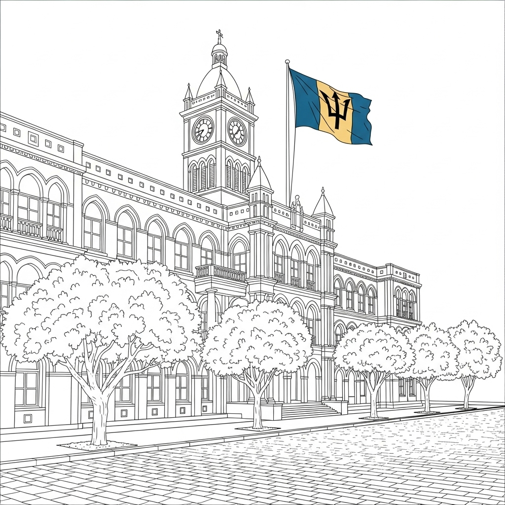 Barbados Flag Colouring