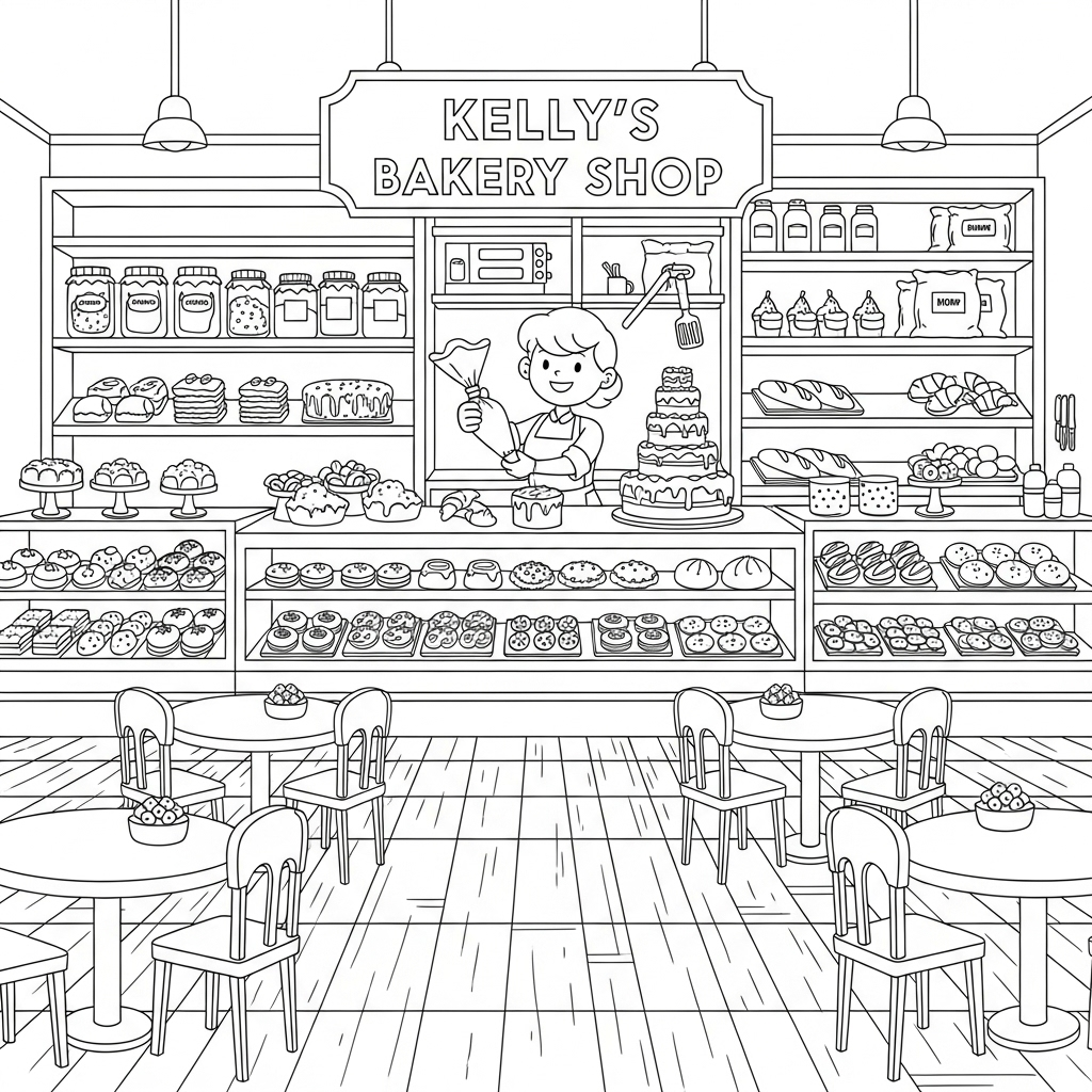 bakery shop coloring pages
