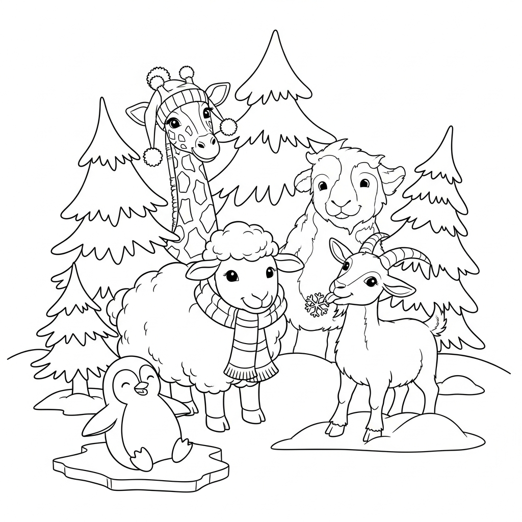 Christmas Farm Animals Drawing