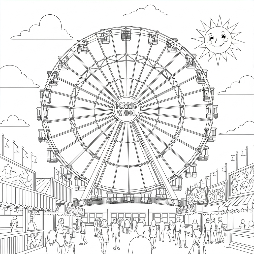Ferris Wheel Coloring Page