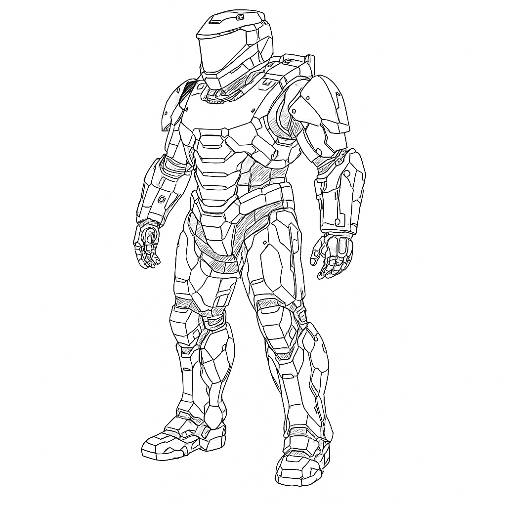 futuristic armor drawing
