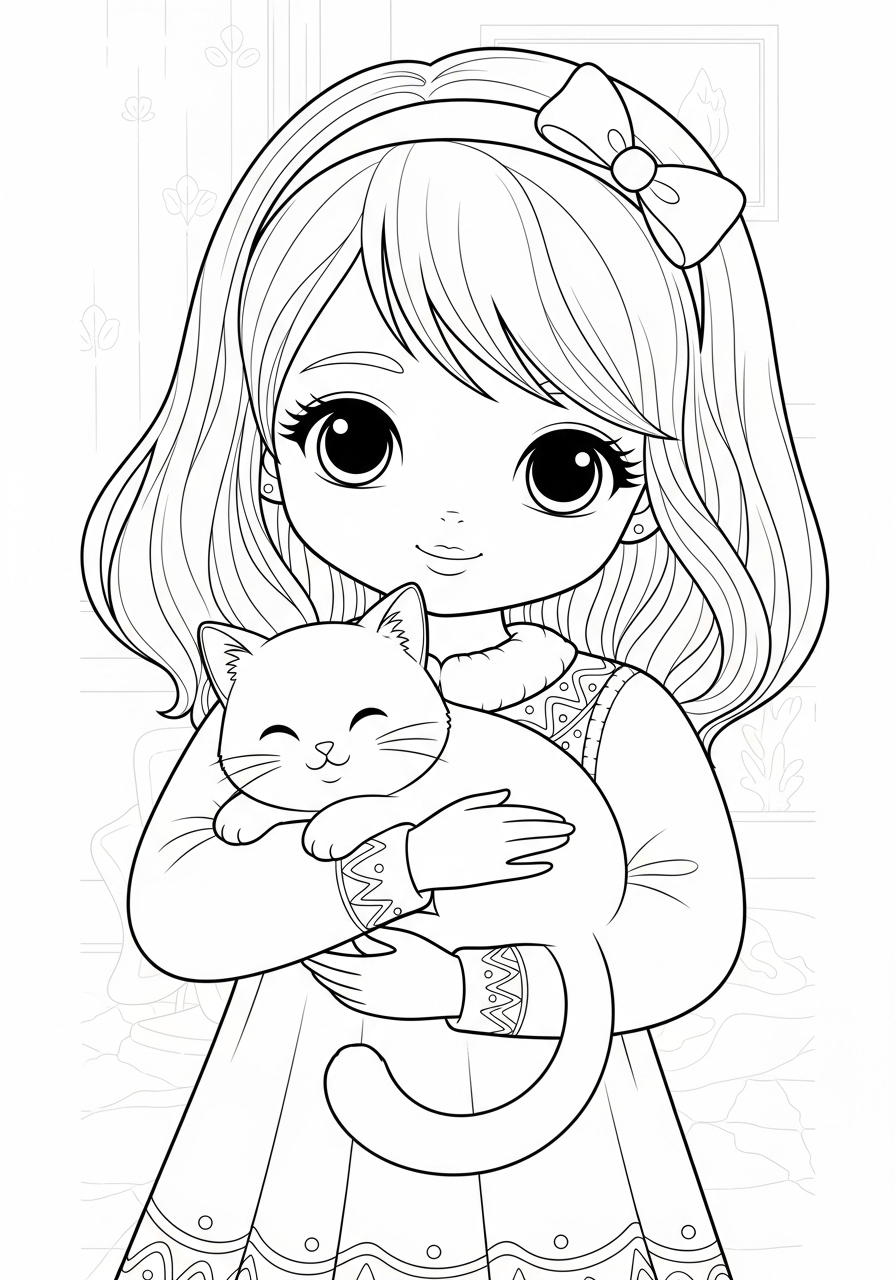 Cat Girls Coloring Pages