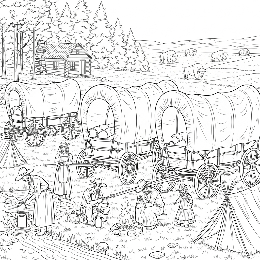 Western Wagon Coloring Pages