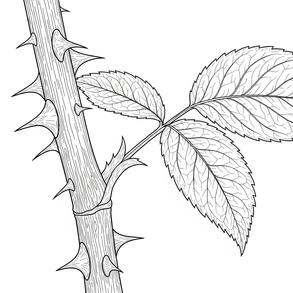 stem with thorns drawing