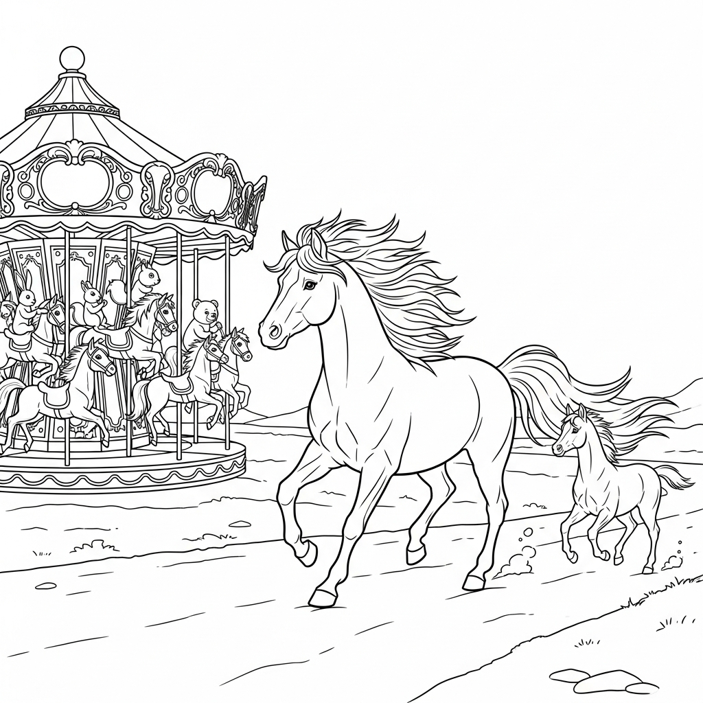 Carousel Horse Line Art