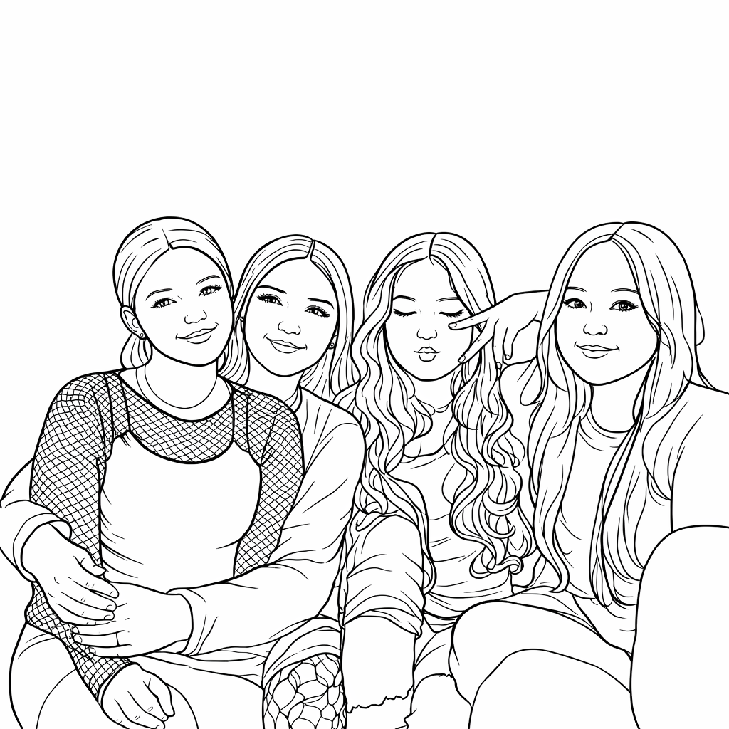 Four Friends Together Drawing